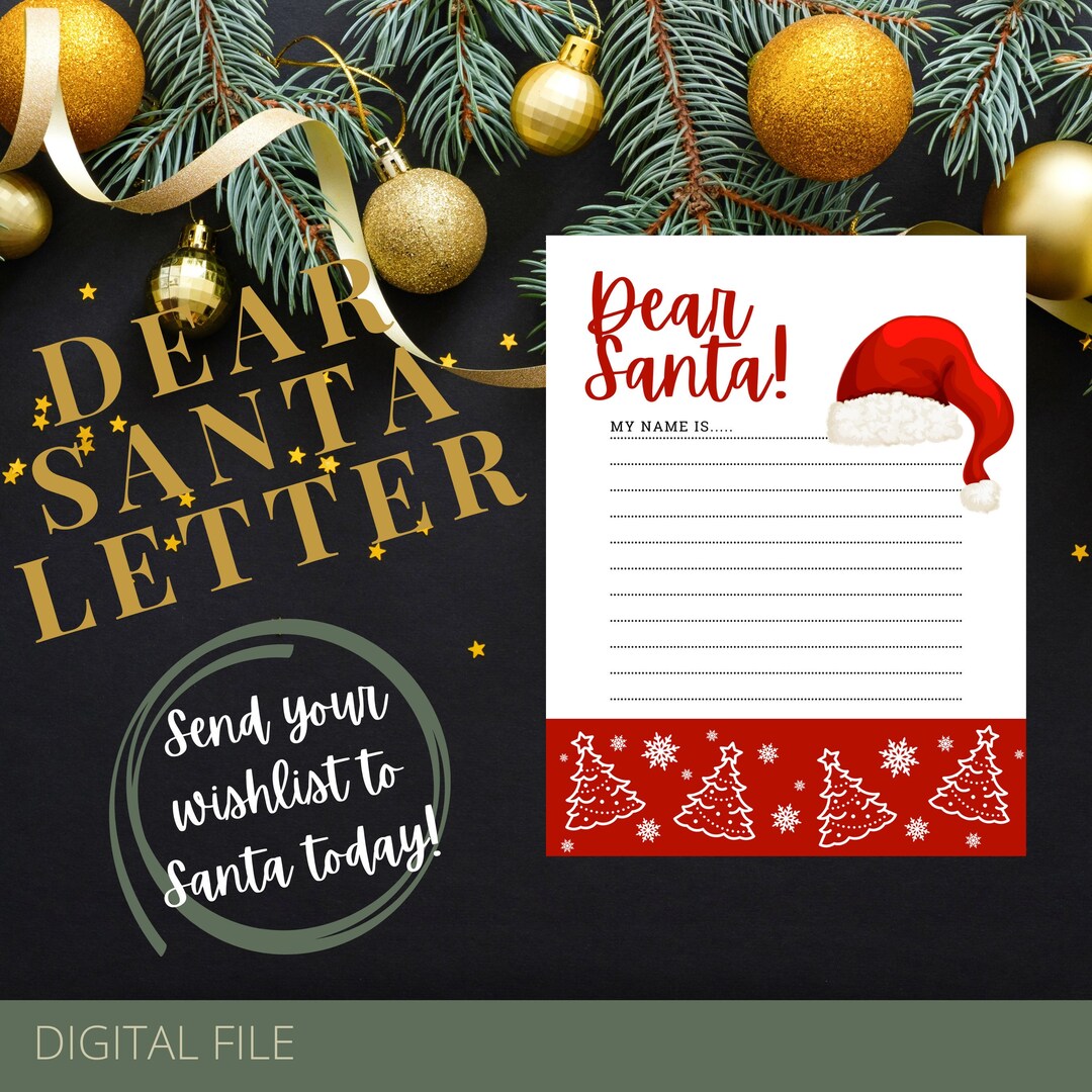 Dear Santa Letter, Christmas Wishlist Letter Template, Christmas Letter ...