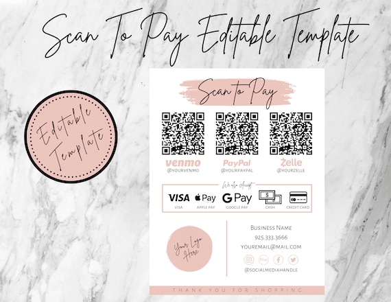 Scan to Pay Template Printable and Editable Scan to Pay - Etsy