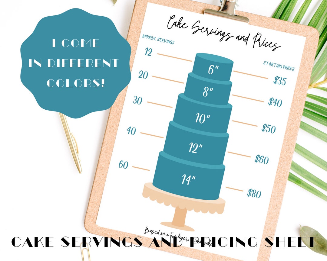 Editable Cake Servings and Price Sheet. You Get 5 Different Colors! - Etsy