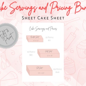 Cake Servings and Pricing Sheets. SUPER BUNDLE. - Etsy