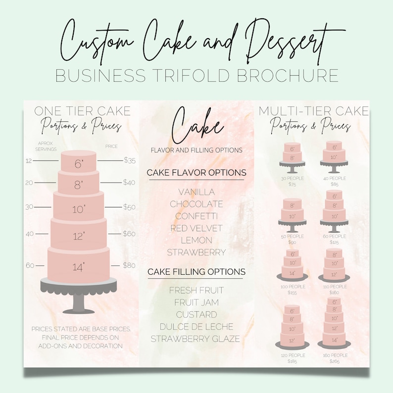 Custom Cake and Dessert Business Trifold Brochure. Customize and Print ...