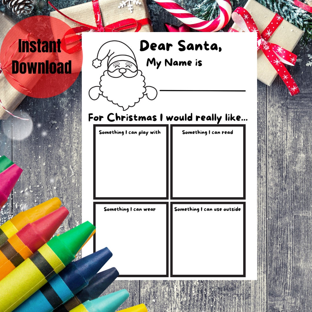 Dear Santa Draw Letter. Dear Santa Draw Christmas List. Christmas ...