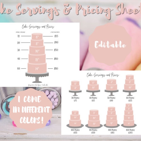Cake Serving Chart - Etsy