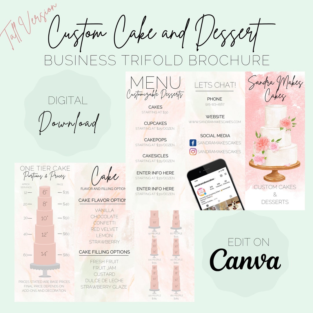 Custom Cake and Dessert Business Trifold Brochure. Customize and Print ...