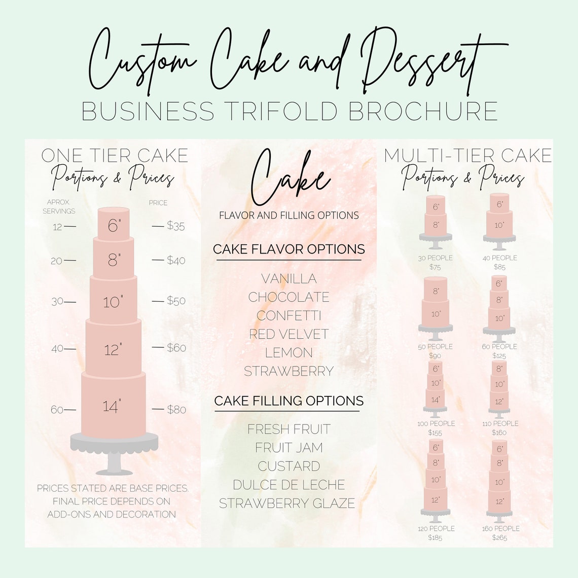 Custom Cake and Dessert Business Trifold Brochure. Customize and Print ...