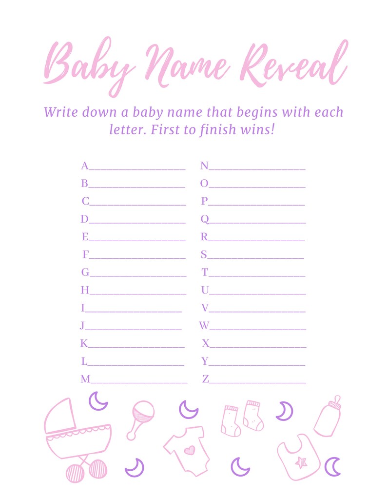 8 Digital Baby Shower Games, Printable Baby Shower Games, It’s a Girl ...