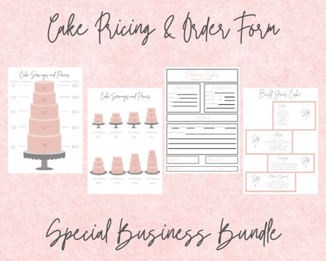 Cake Business Pricing/order Sheet Bundle. 4 in 1. Best Value. Must Have ...