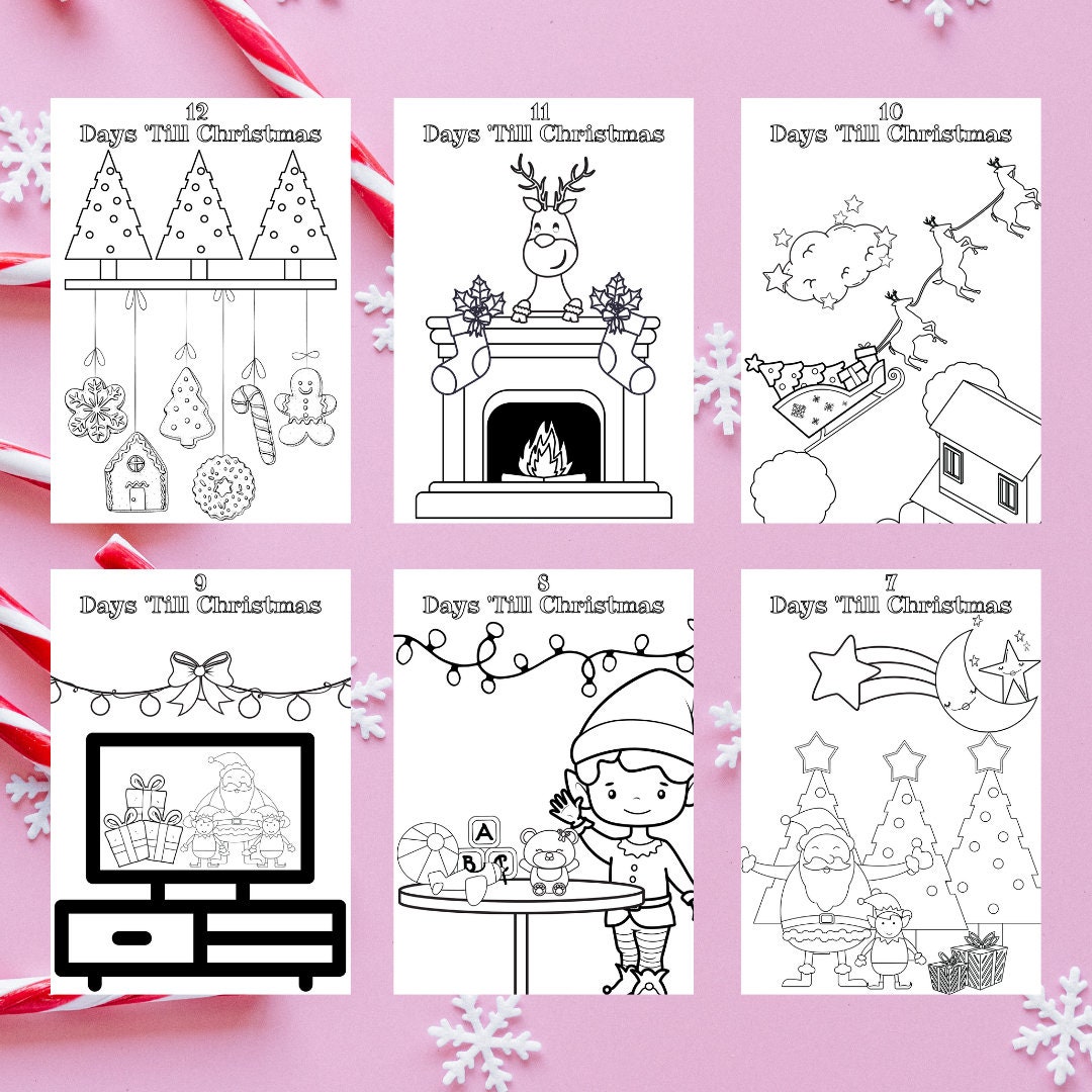 12 Days 'til Christmas Coloring Countdown. Kids Christmas Coloring ...