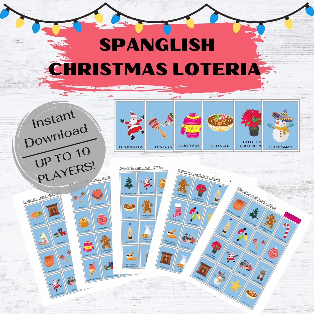 Spanglish Christmas Loteria, Christmas Loteria, Loteria Navideña ...
