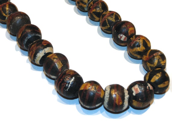 Authentic Massive Large Ceramic Beads Hand Painted Et… - Gem