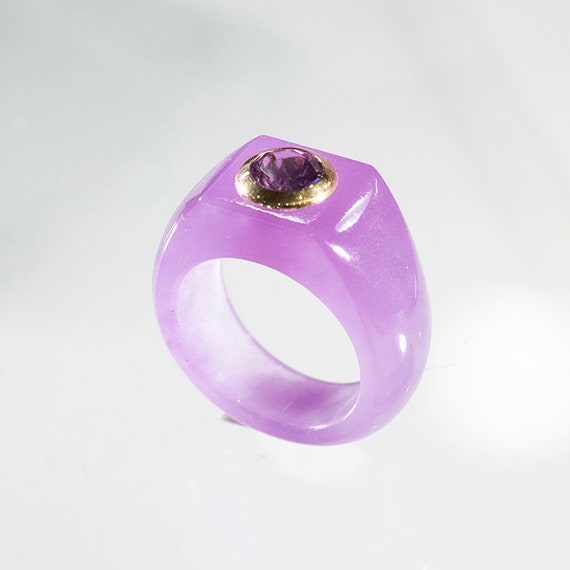 Statement Cocktail Signet Ring Unisex Men's Pinky Pin… - Gem