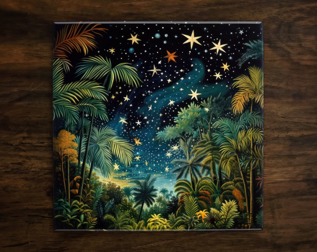 Tropical Starlight, Art on a Glossy Ceramic Decorative Tile, Free ...