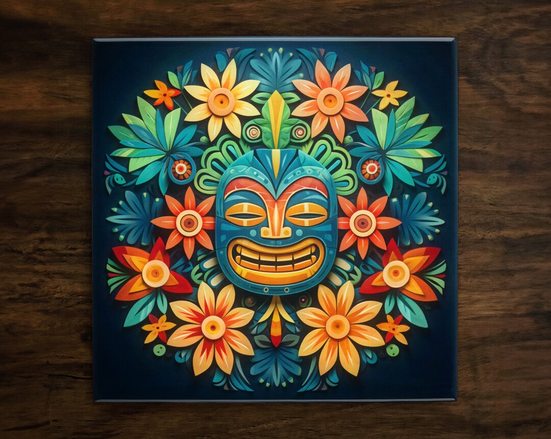 Tropical Tiki Art Tile: Glossy Ceramic Decor, Free USA Shipping - Etsy