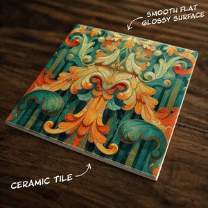 Vintage-inspired Ornate Floral Design (#2), on a Glossy Ceramic ...