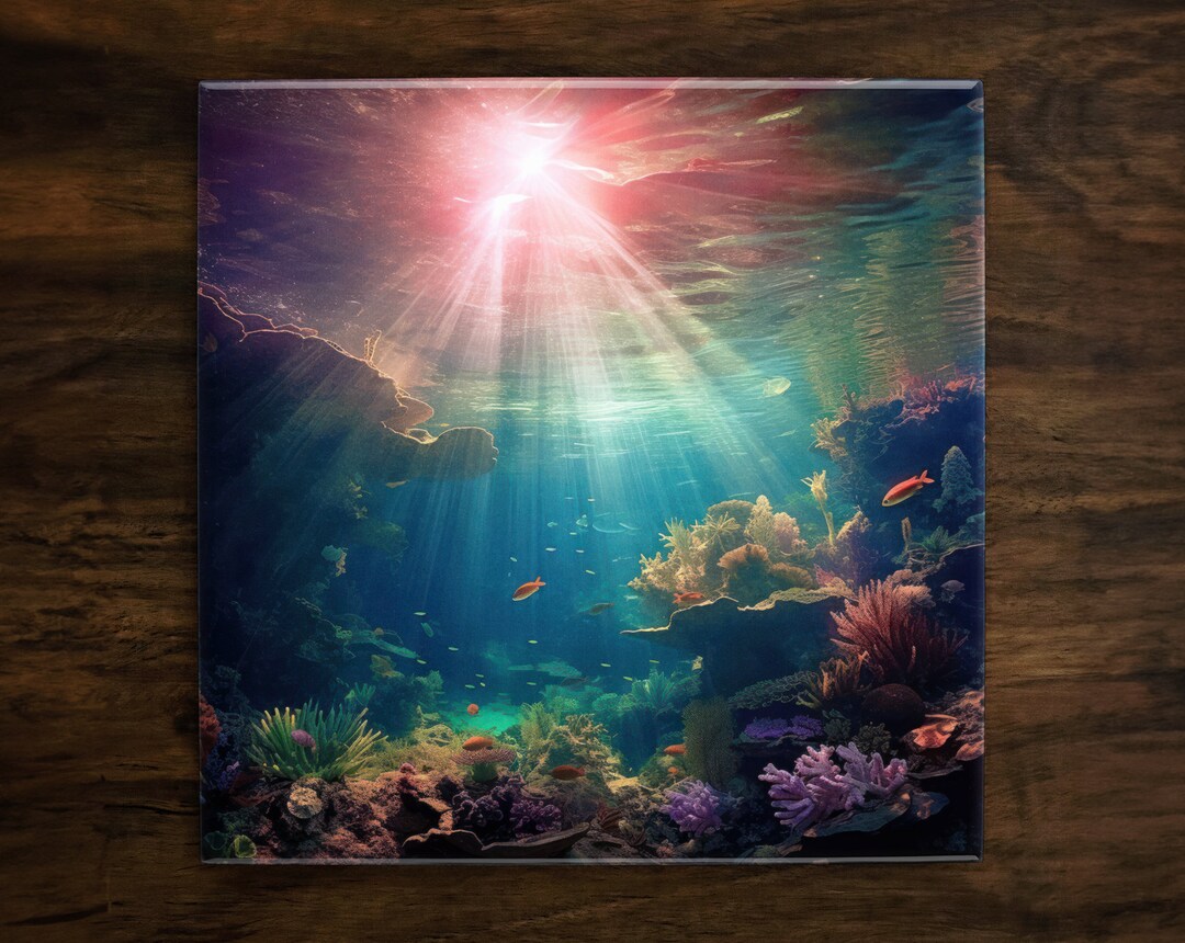 Ocean Scene Ceramic Tile: Under the Sea Art Decor - Etsy