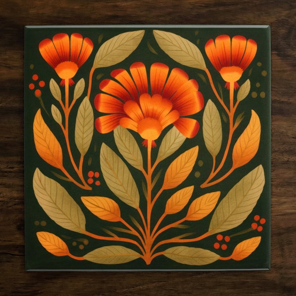 Botanical Tile - Etsy