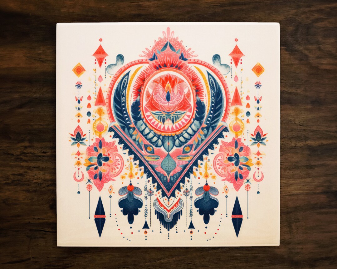 Boho Design Bohemian Eclectic Art 5, on a Glossy Ceramic Decorative ...