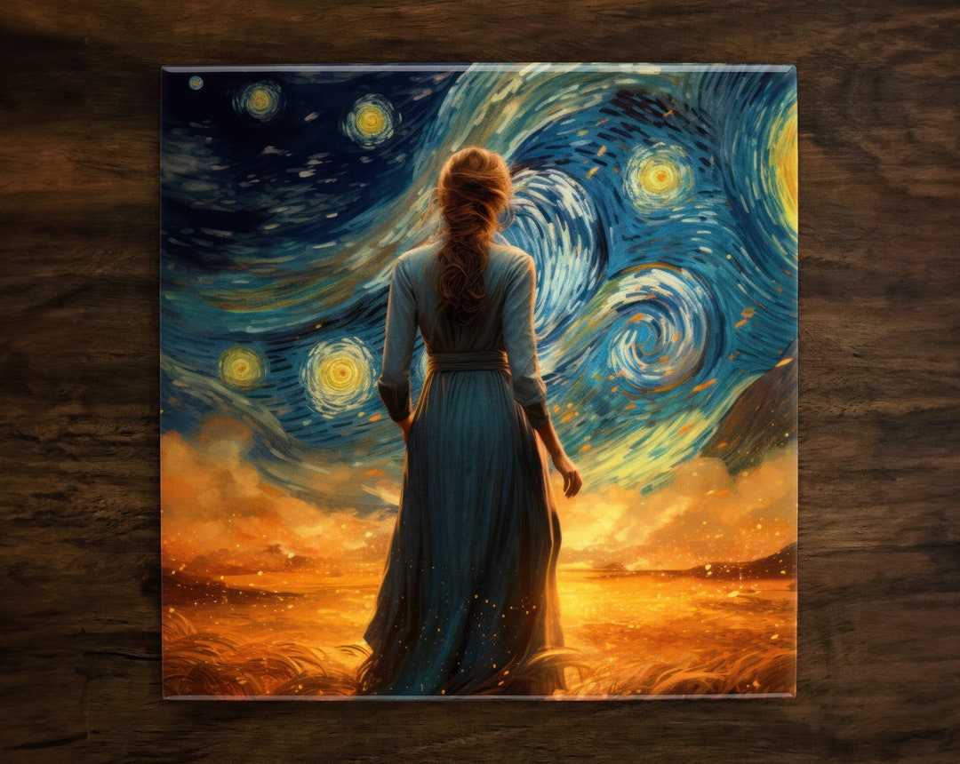 Starry Night Ceramic Tile: Dreamscape Art Decor - Etsy