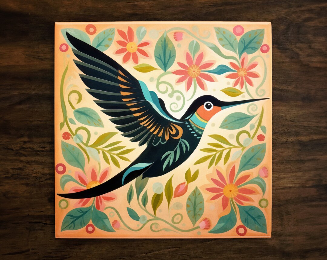 Hummingbird Art Tile: Glossy Ceramic Decorative Tile - Etsy