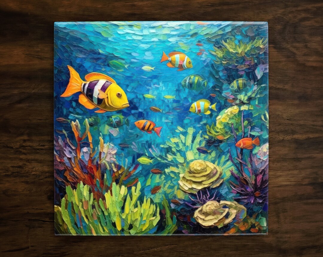 Ocean Scene Ceramic Tile: Underwater Art Decor - Etsy