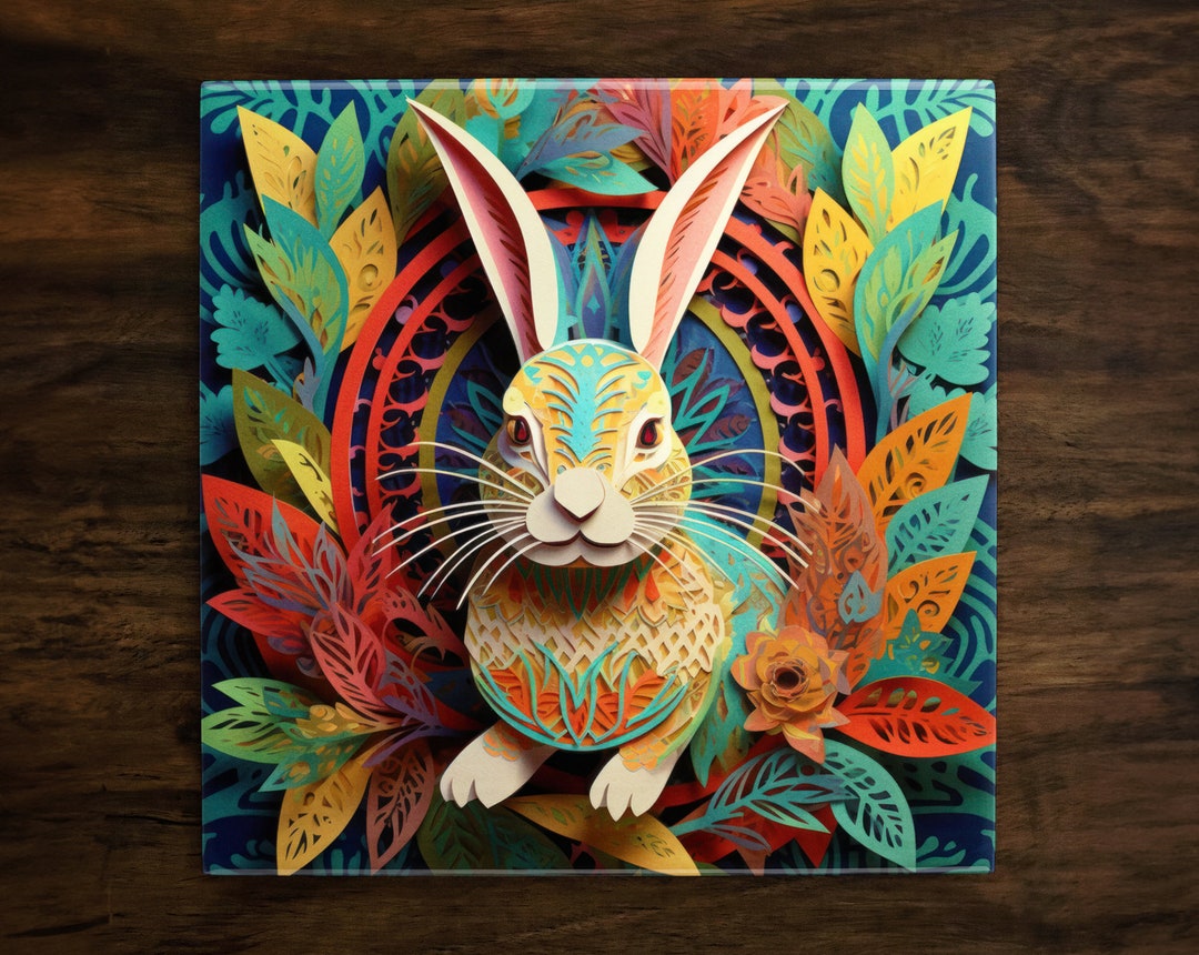 Lucky Rabbit Art: Glossy Ceramic Decorative Tile - Etsy