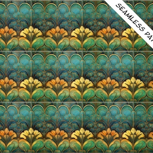 Art Deco Ceramic Tile: Ornate Floral Design, Seamless Pattern - Etsy
