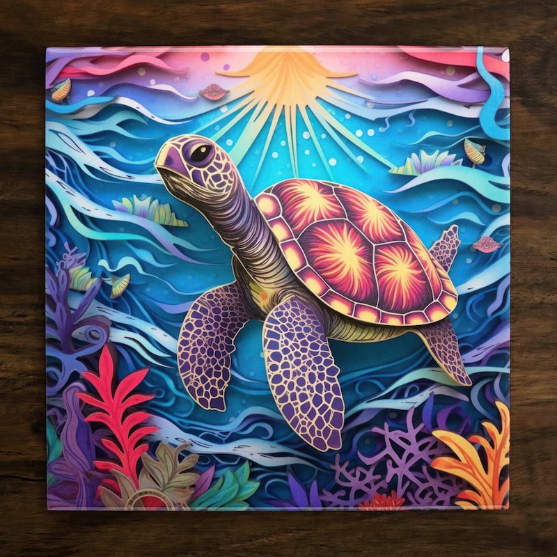 Sea Turtle Tile - Etsy