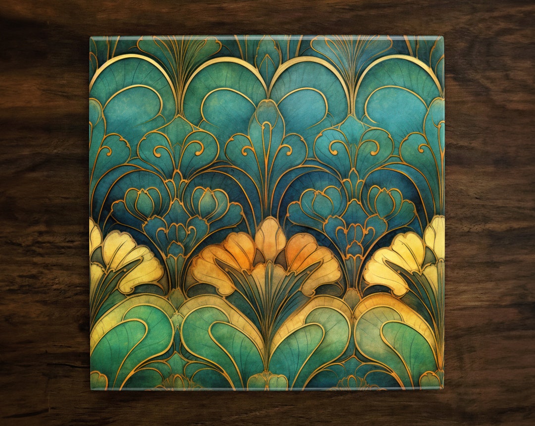 Art Deco Ceramic Tile: Ornate Floral Design, Seamless Pattern - Etsy