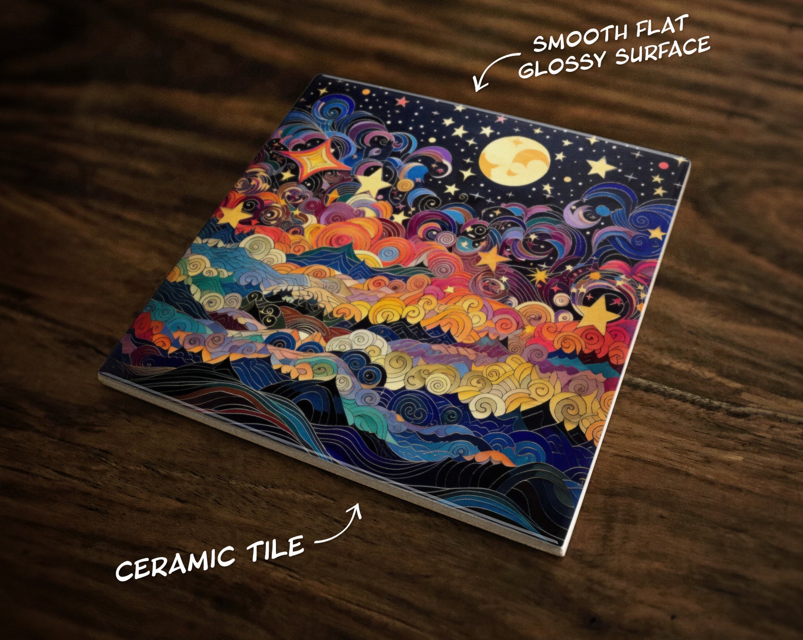 Starry Night Sky Ceramic Tile: Celestial Art Decor - Etsy