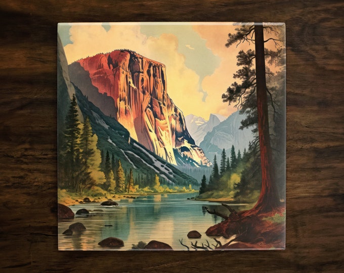 Yosemite National Park Glossy Ceramic Tile Art Gift for Nature Park ...