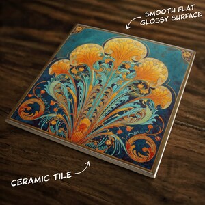 Vintage-inspired Ornate Floral Design (#8), on a Glossy Ceramic ...