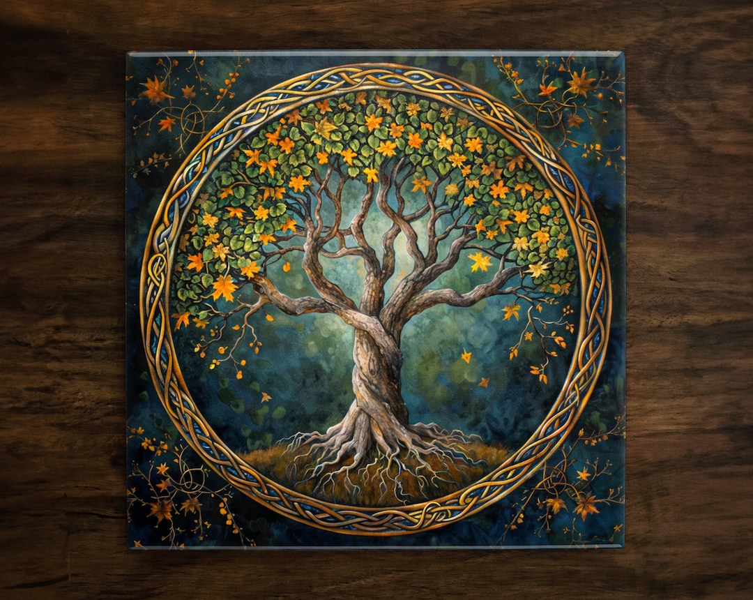 Celtic Tree of Life Tile: Yggdrasil Art, Glossy Ceramic Decor - Etsy