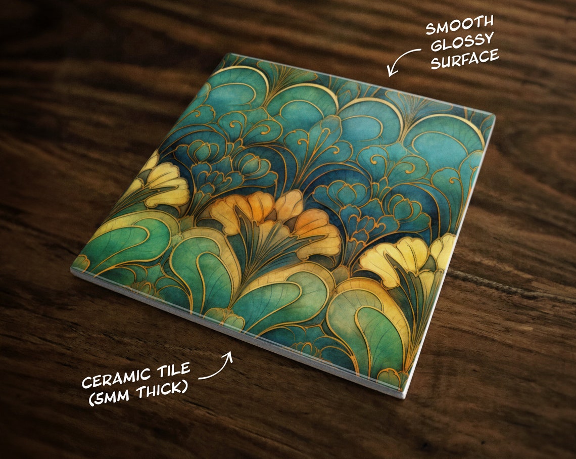 Art Deco Ceramic Tile: Ornate Floral Design, Seamless Pattern - Etsy