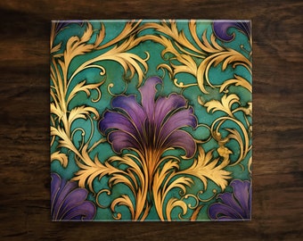Art Deco Ceramic Tile: Ornate Floral Design, Seamless Pattern - Etsy