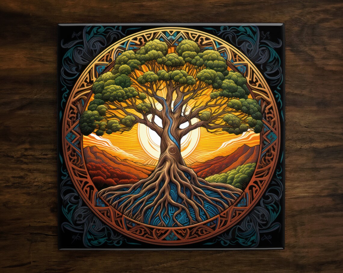 Sprouting Tree Ceramic Tile: Glossy Decorative Art Tile - Etsy