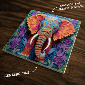 Majestic Elephant Art, on a Glossy Ceramic Decorative Tile, Free ...