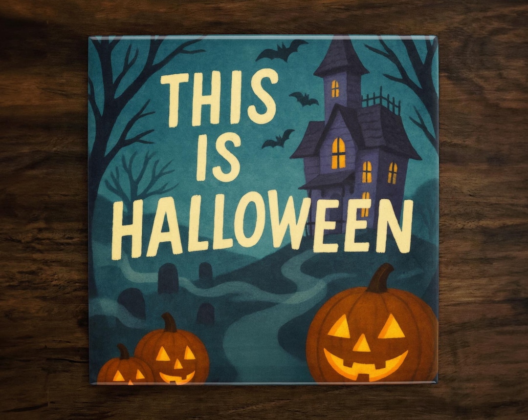 Halloween Haunted House Ceramic Tile Art: Spooky Gothic Decor - Etsy