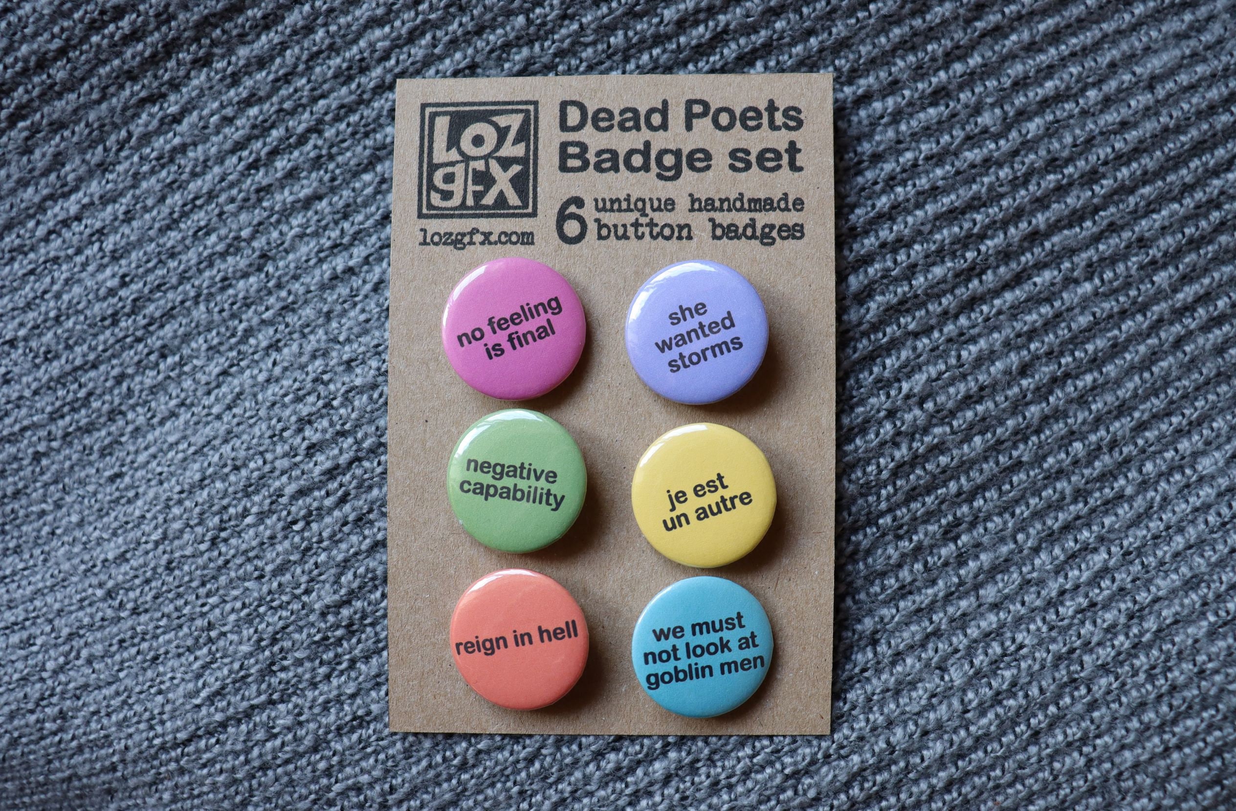 Famous Dead Poets Literary Quotes Button Pin Badge Set - Etsy UK