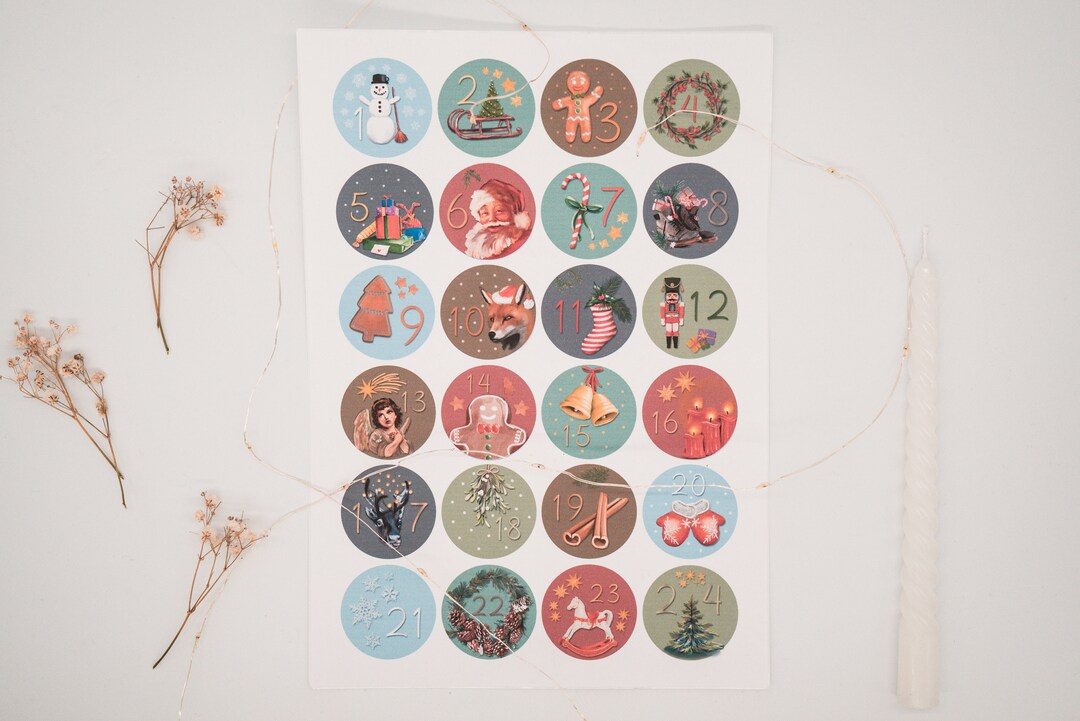 24 Advent Calendar Numbers | Christmas | Gifts | DIY | Digital Download ...