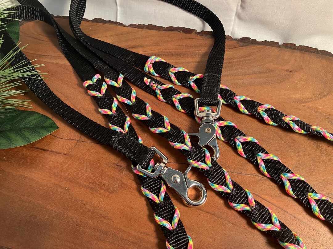 Braided Colorful Reins, English/western, Snap End, Handmade - Etsy
