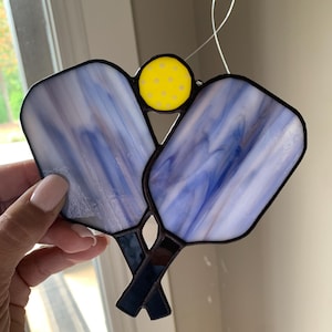 Stained Glass Pickleball Paddles and Ball Sun Catcher - Etsy