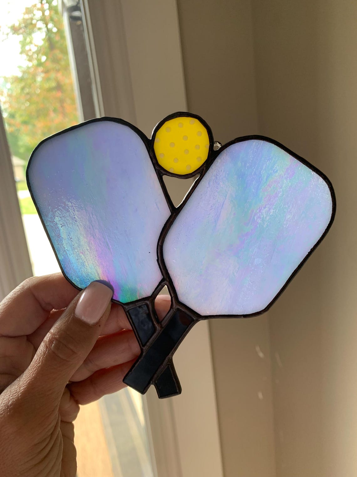 Stained Glass Pickleball Paddles and Ball Sun Catcher - Etsy