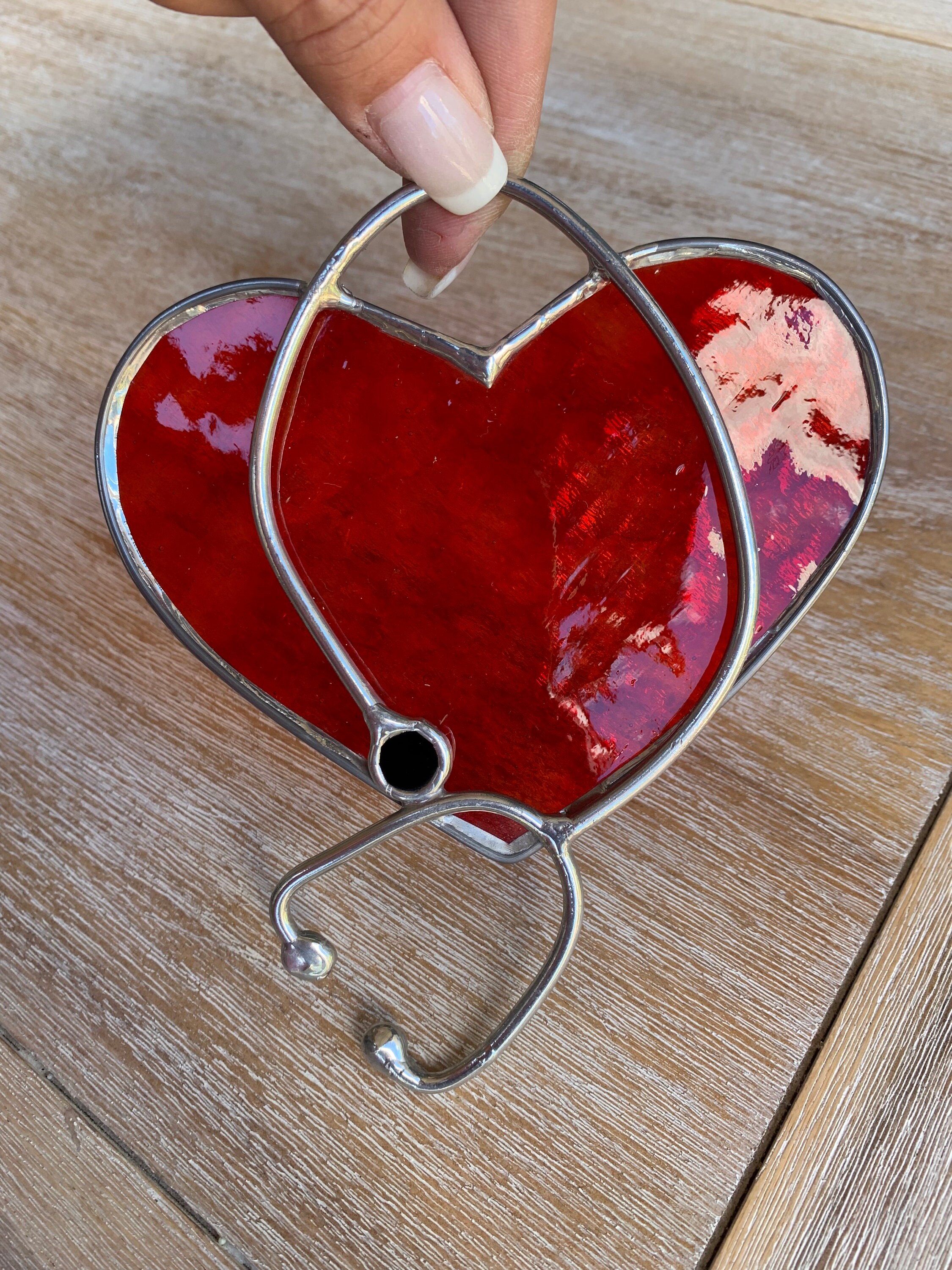 Stained Glass Heart With Stethoscope - Etsy