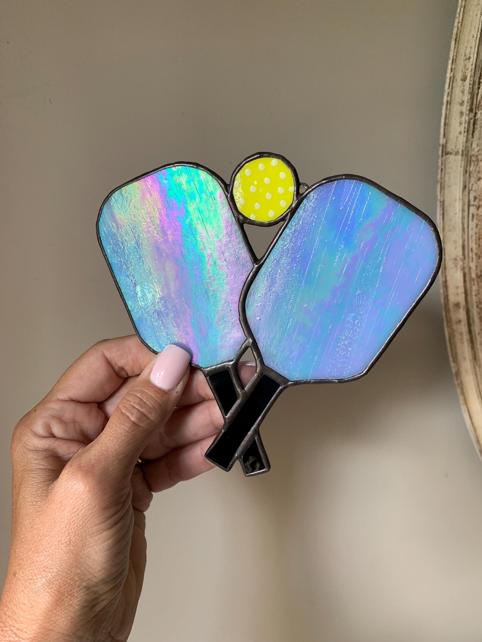 Stained Glass Pickleball Paddles and Ball Sun Catcher - Etsy