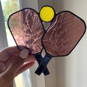 Stained Glass Pickleball Paddles and Ball Sun Catcher - Etsy