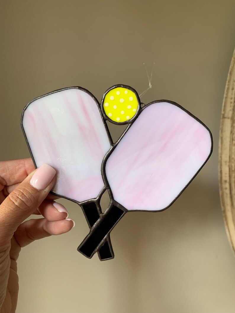 Stained Glass Pickleball Paddles and Ball Sun Catcher - Etsy