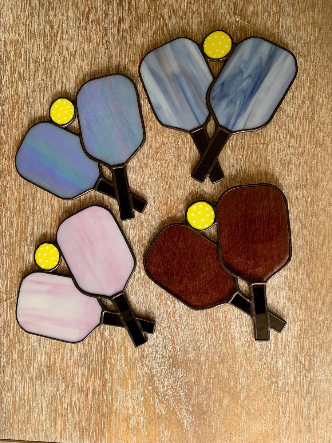 Stained Glass Pickleball Paddles and Ball Sun Catcher - Etsy