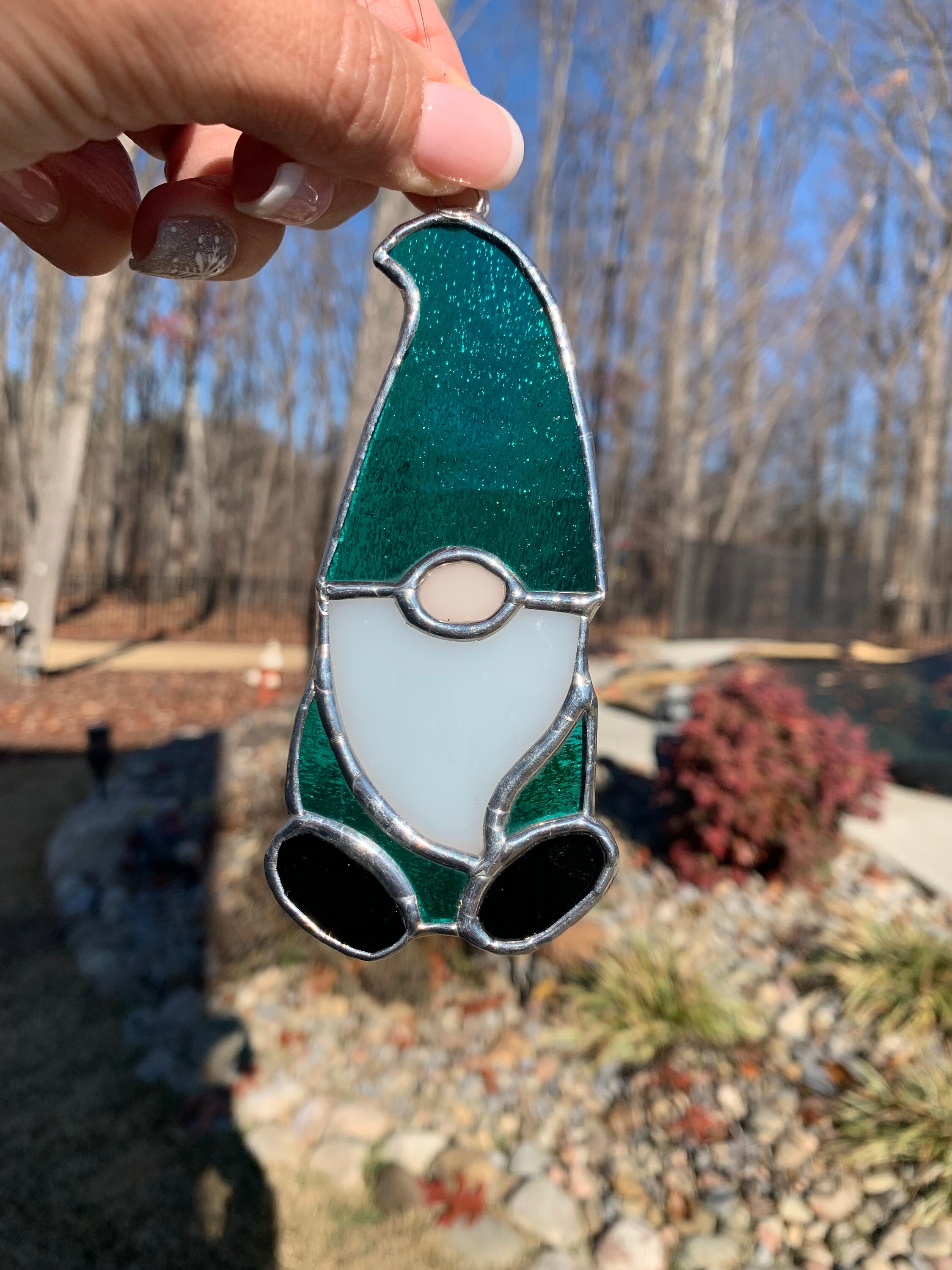 Stained Glass Gnome Ornament / Sun Catcher - Etsy