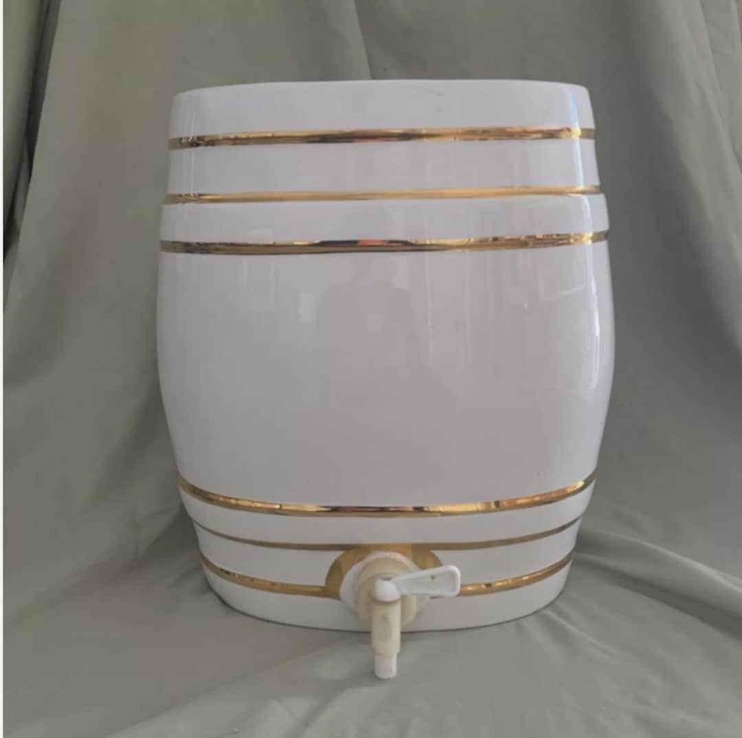 Vintage Beverage Oval Drink Dispenser 12" Tall 2 Gallons White W/6 ...