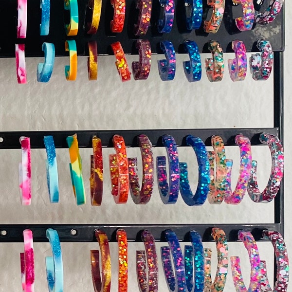 Resin Hoop Earrings - Etsy